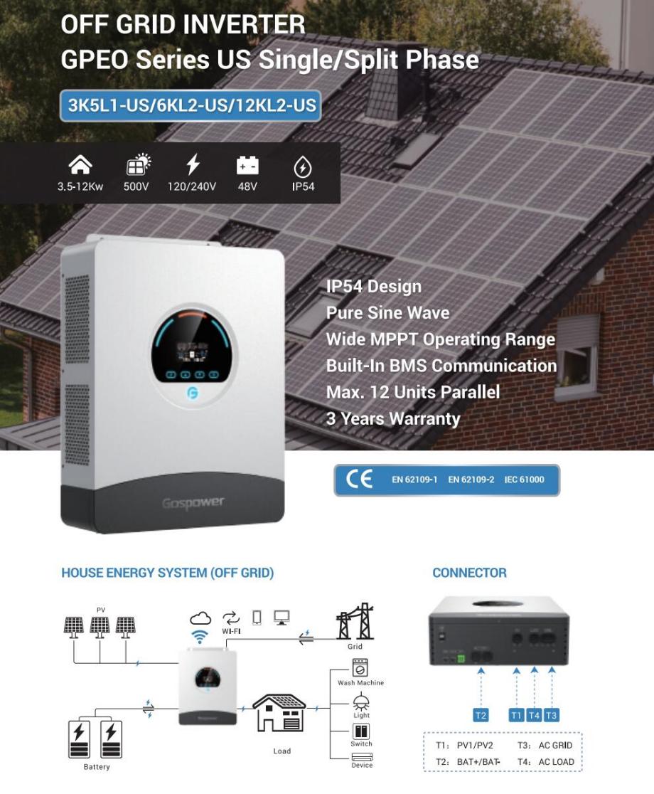 China 6kW 27A Split Phase Residential Off-Grid Inverter Built-in MPPT ...
